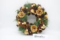 China Wholesale 60cm Artificial Christmas Wreath with Pine Cones and Garland Door Decoration for sale
