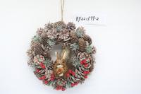 China Wholesale Large Artificial Christmas Wreath Garland 60cm Pine Cone Door Decoration for sale