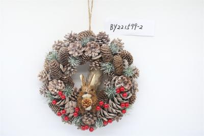 China Wholesale Large Artificial Christmas Wreath Garland 60cm Pine Cone Door Decoration for sale