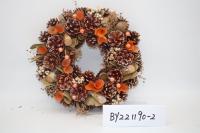 China Wholesale 60cm Artificial Christmas Wreath with Pine Cones and Berries Door Decoration for sale