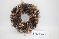 China Wholesale 60cm Artificial Christmas Wreath with Pine Cones and Berries Door Decoration for sale