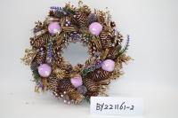 China Wholesale Artificial Christmas Wreath Garland 60cm Pine Cone Door Decoration for sale