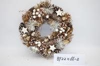 China Wholesale Artificial Christmas Wreath Garland 60cm Pine Cone Door Decoration for sale