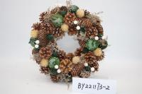 China Wholesale Artificial Christmas Wreath Garland 60cm Pine Cone Door Decoration for sale
