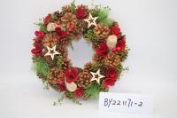 China Wholesale Artificial Christmas Wreath Garland 60cm Pine Cone Door Decoration for sale