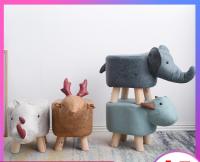 China Solid Wood Animal Shape Shoe Stool Modern Cute Small Chair 30cm Height for sale