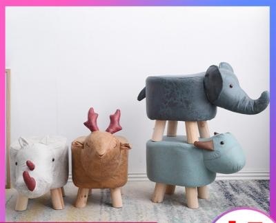 China Solid Wood Animal Shape Shoe Stool Modern Cute Small Chair 30cm Height for Home Use for sale