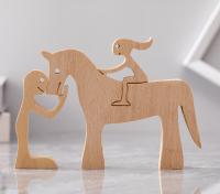 China Handmade Wooden Animal Figurine Carving Craft Decor for Home Office 5 Inch for sale