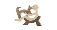 China Handmade Wooden Animal Figurine Carving Craft Decor for Home Office Shelf Desk 5 Inch for sale