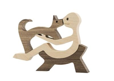 China Handmade Wooden Animal Figurine Carving Craft Decor for Home Office Shelf 5 Inch for sale