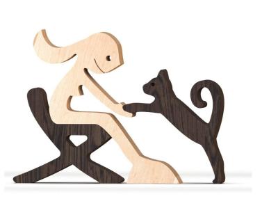 China Handmade Wooden Animal Figurine Carving Craft Decor for Home Office Shelf Desk 5 Inch for sale