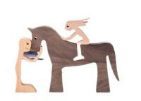 China Handmade Wooden Animal Figurine Carving Craft Decor for Home Office Shelf 5 Inch for sale