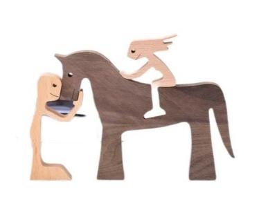 China Handmade Wooden Animal Figurine Carving Craft Decor for Home Office Shelf 5 Inch for sale