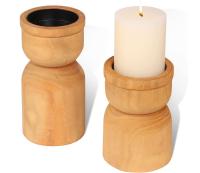 China Handcrafted Wooden Candle Holder Home Decor Statue Carved Figurine Ornament 15cm for sale
