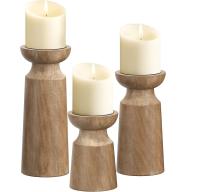China Handcrafted Wooden Candle Holder Home Decor Statue Carved Figurine Ornament 15cm for sale