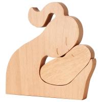 China Handcrafted Wooden Candle Holder Home Decor Statue Carved Wood Figurine Ornament 15cm for sale