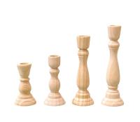 China Handcrafted Wooden Candle Holder Home Decor Statue Carved Wood Figurine Ornament 15cm for sale