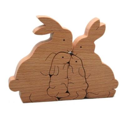 China Eco-Friendly Wooden 3D Building Blocks Creative DIY Art Toy Home Ornament Solid Wood Gift for Kids 60-Piece Set for sale