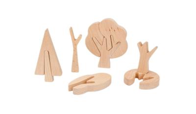 China Eco-Friendly Wooden 3D Building Blocks Creative DIY Art Toy Home Ornament Gift 60 Pieces for sale