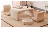 China The Cane Makes Up Tea Table Natural Straw Woven Floor Table Natural fiber Window Table for sale