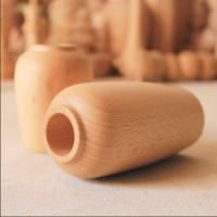 China Handcrafted Wooden Vase Statue Home Decor Carved Wood Figurine Ornament 8 Inch for sale