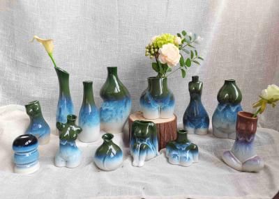 China Handmade Ceramic Clay Flower Pot Vase 8 Inch Porcelain Statued Vase for Home Decor for sale