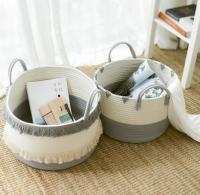 China Wholesale Foldable Cotton Rope Laundry Basket 3pcs Set Storage Hamper with Handles for sale
