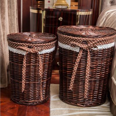 China Natural Rattan Wicker Laundry Basket with Lid 50L Eco Friendly Storage for sale