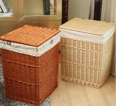 China Eco Friendly Rattan Wicker Laundry Basket 50L for Baby Toys Clothes Storage for sale
