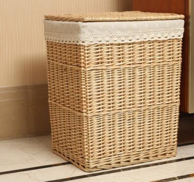 China Eco Friendly Rattan Wicker Laundry Basket 50L for Baby Toys Clothes Storage Durable Handwoven for sale