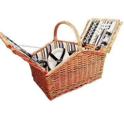 China Natural Willow Wicker Picnic Basket for Outdoor Lunch 2 Person Capacity for sale