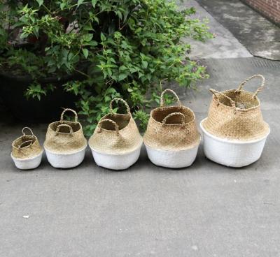 China Natural Seagrass Storage Basket with Handles Eco Friendly Toy Clothes Basket 40x30x25cm for sale