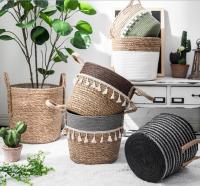 China Natural Seagrass Storage Basket with Handle Eco Friendly Toy Clothes Organizer 40x30cm for sale