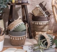 China Natural Seagrass Storage Basket with Handle Eco Friendly Toy Clothes Organizer 40x30cm for sale