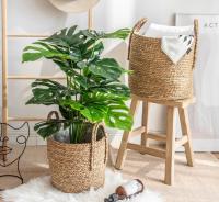 China Natural Seagrass Storage Basket with Handle Eco Friendly Toy Clothes Organizer 40x30cm for sale