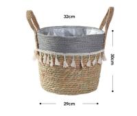 China Natural Seagrass Storage Basket with Handles Eco Friendly Toy Clothes Basket 40x30x25 cm for sale