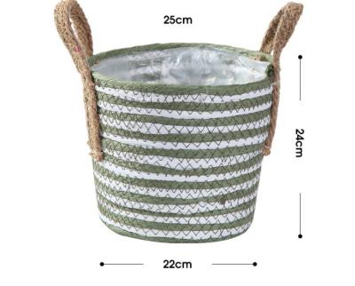 China Natural Seagrass Storage Basket with Handle Eco Friendly Toy Clothes Basket 40x30x25cm for sale