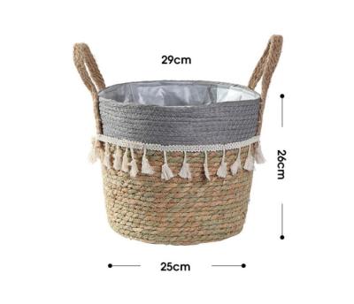 China Natural Seagrass Storage Basket with Handle Eco Friendly Toy Clothes Basket 40x30cm for sale