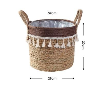 China Natural Seagrass Storage Basket with Handle Eco Friendly Toy Clothes Basket 40x30x25 cm for sale