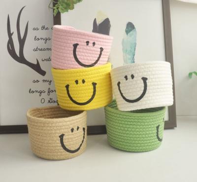 China Custom Woven Cotton Rope Storage Basket 30x20cm Laundry Toy Organizer Wholesale for sale