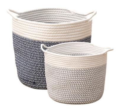 China Custom Woven Cotton Rope Storage Basket 30x30cm Laundry Toy Organizer Wholesale for sale