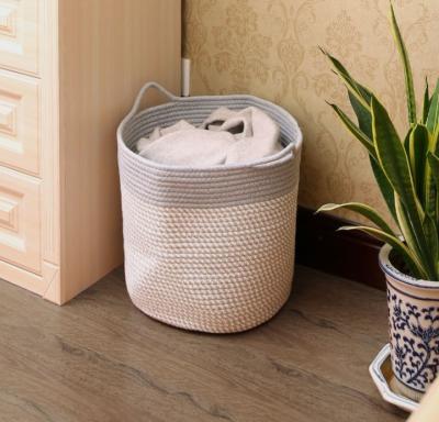 China Custom Woven Cotton Rope Storage Basket 30x20cm Laundry Toy Organizer Wholesale for sale