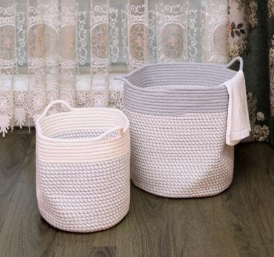 China Custom Woven Cotton Rope Storage Basket 30x20cm Laundry Toy Candy Organizer Wholesale for sale