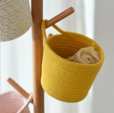 China Custom Woven Cotton Rope Hanging Basket Organizer 30x20cm Spa Gift Storage for sale