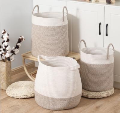 China Custom Woven Cotton Rope Storage Basket 30x20cm Laundry Toy Organizer Wholesale for sale