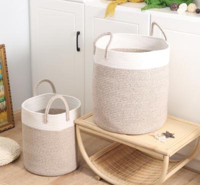 China Custom Woven Cotton Rope Storage Basket 30x20cm Laundry Toy Organizer Wholesale for sale