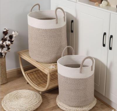 China Custom Woven Cotton Rope Storage Basket 30x20cm Laundry Toy Organizer Wholesale for sale