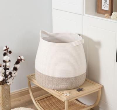 China Custom Woven Cotton Rope Storage Basket 30x30cm Laundry Toy Organizer Wholesale for sale