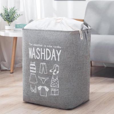 China Custom Foldable Cotton Canvas Kids Laundry Basket 30L Storage Bin for Baby Toys for sale
