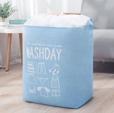 China Custom Foldable Cotton Canvas Laundry Basket for Kids Baby Clothes Toys Storage Bin 50L for sale